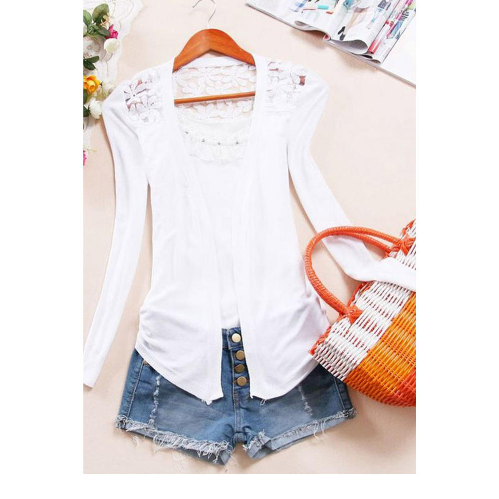 Unomatch Women Lace Designed Upper Wearing Stretchy Soft Top White