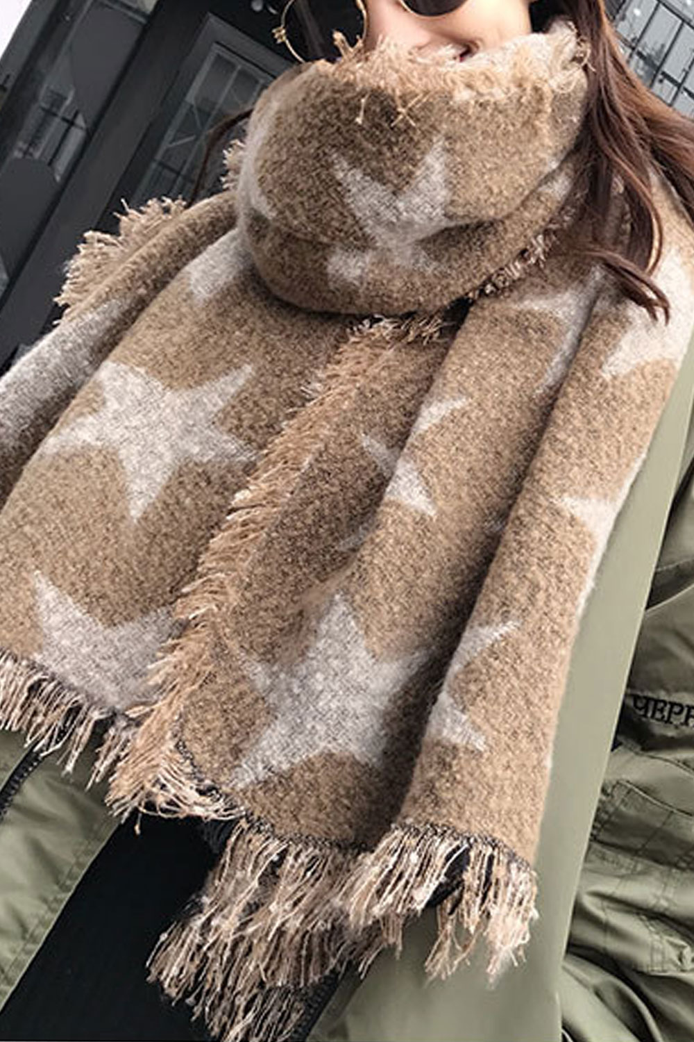 Zumeet Women Star Printed Warm Winter Muffler