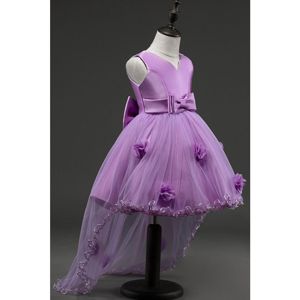 Unomatch Kid Girl Elegant Notch Neck Wedding Dress