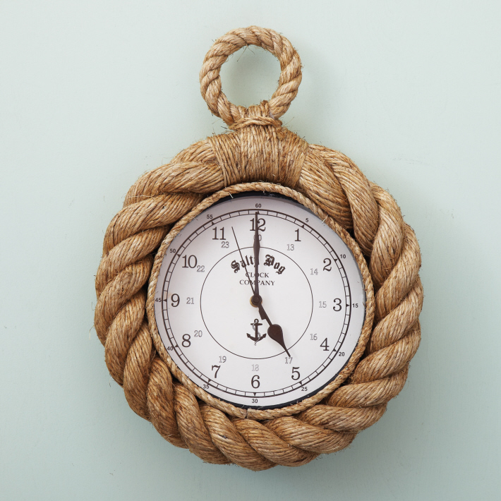 Two's Company Salty Dog Nautical Rope Wall Clock - 11-1/2-in