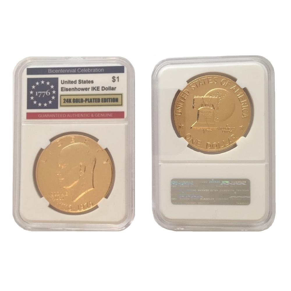 World Coins 24K GOLD-PLATED Bicentennial 1776-1976 Eisenhower IKE ...