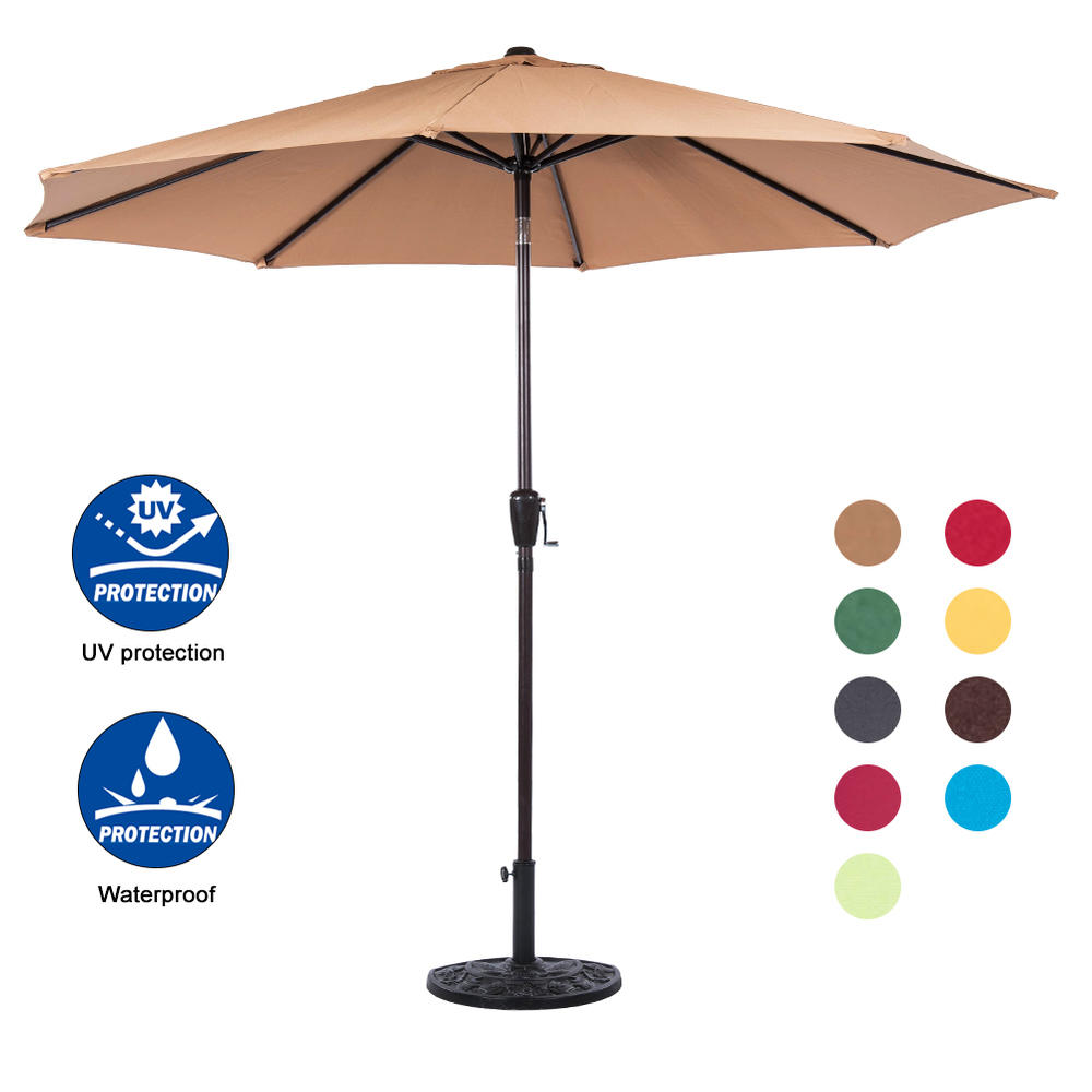 Sundale Outdoor 9 Feet Aluminum Patio Umbrella with Crank and Push ...