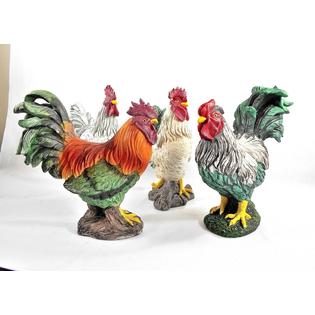 timeless dgn Four Large French Rooster Sculptures - Chicken Statues ...