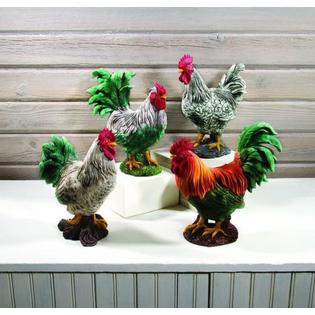 timeless dgn Four Large French Rooster Sculptures - Chicken Statues ...