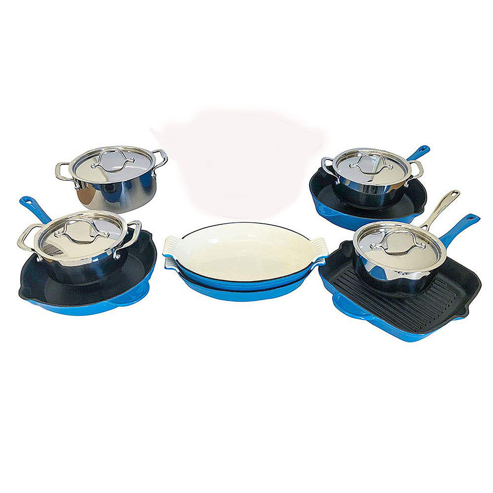 Le Chef France Blue 13-Piece Cookware Set.