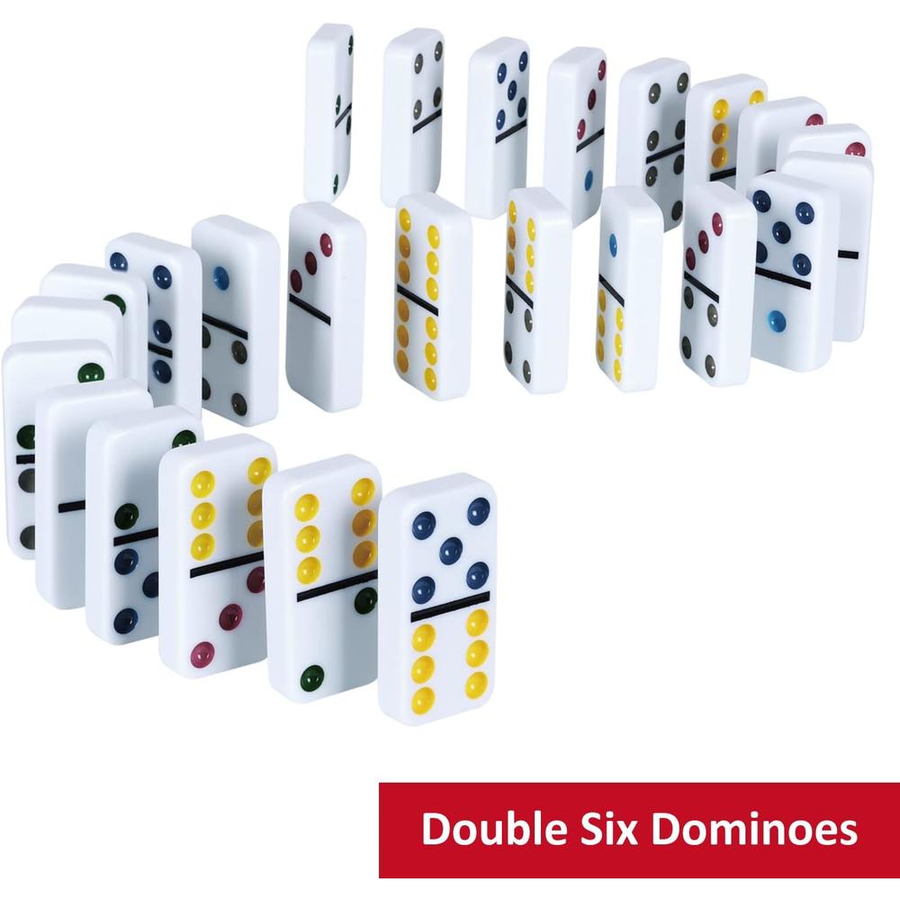 Maggshop Double Six Dominoes, 28 Tile Colored Dots Domino Game Set with ...