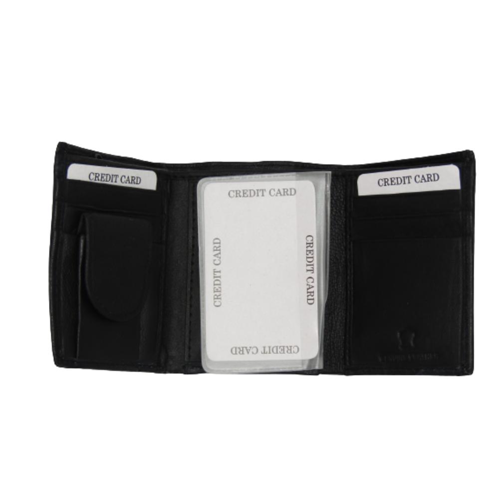 Maggshop Mens' Black Genuine Leather Trifold ID Coin Credit Card Holder ...