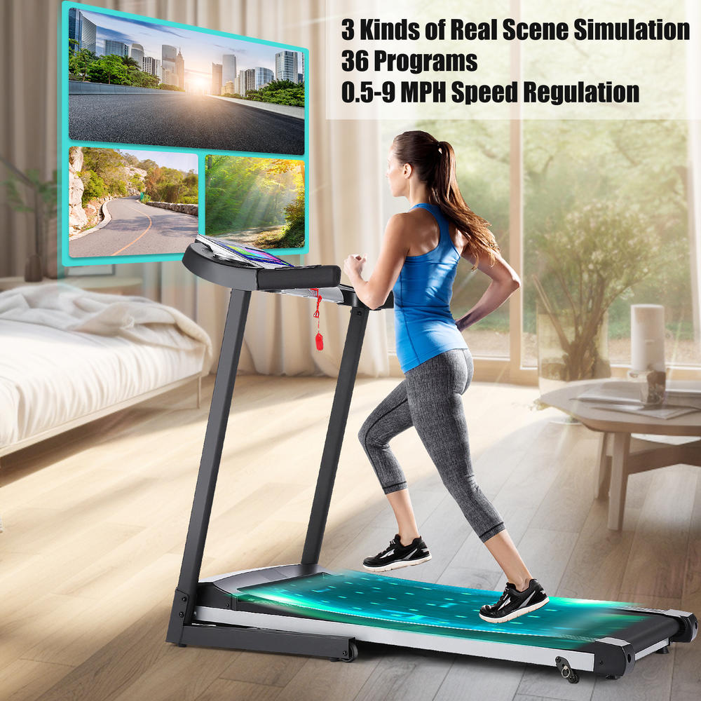 Generic Folding ElectricTreadmill w/10"HD TV Touchscreen&3D Virtual ...