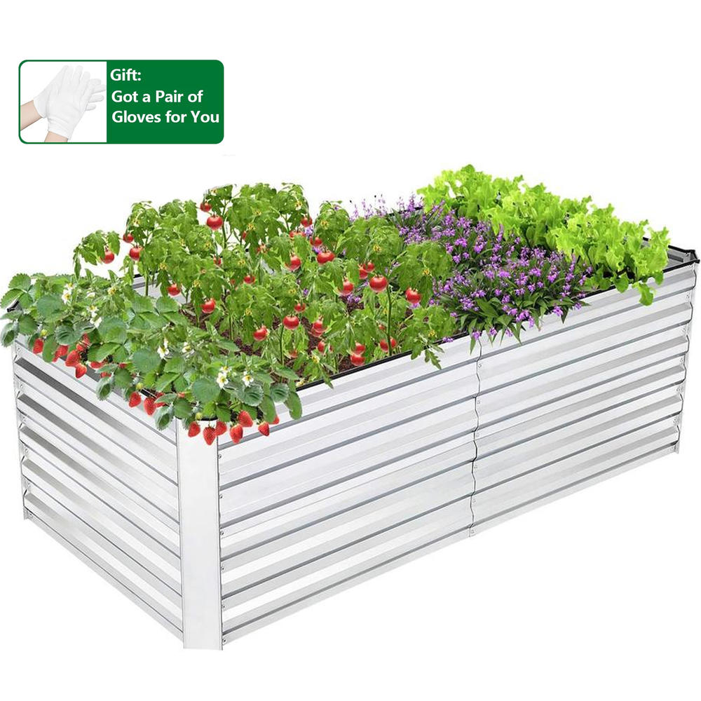 SEJOV 6x3x2ft Outdoor Metal Raised Garden Bed, Deep Root Box Planter ...