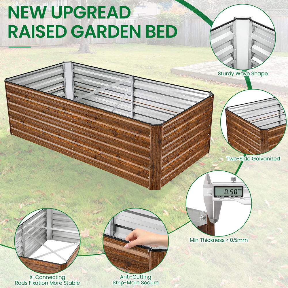 SEJOV 6x3x2ft Outdoor Metal Raised Garden Bed, Deep Root Box Planter ...