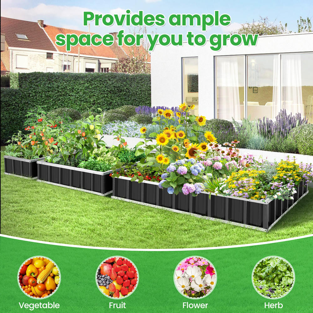 SEJOV 3 Tiers Large Metal Raised Garden Bed,Deep Root Box Planter w ...