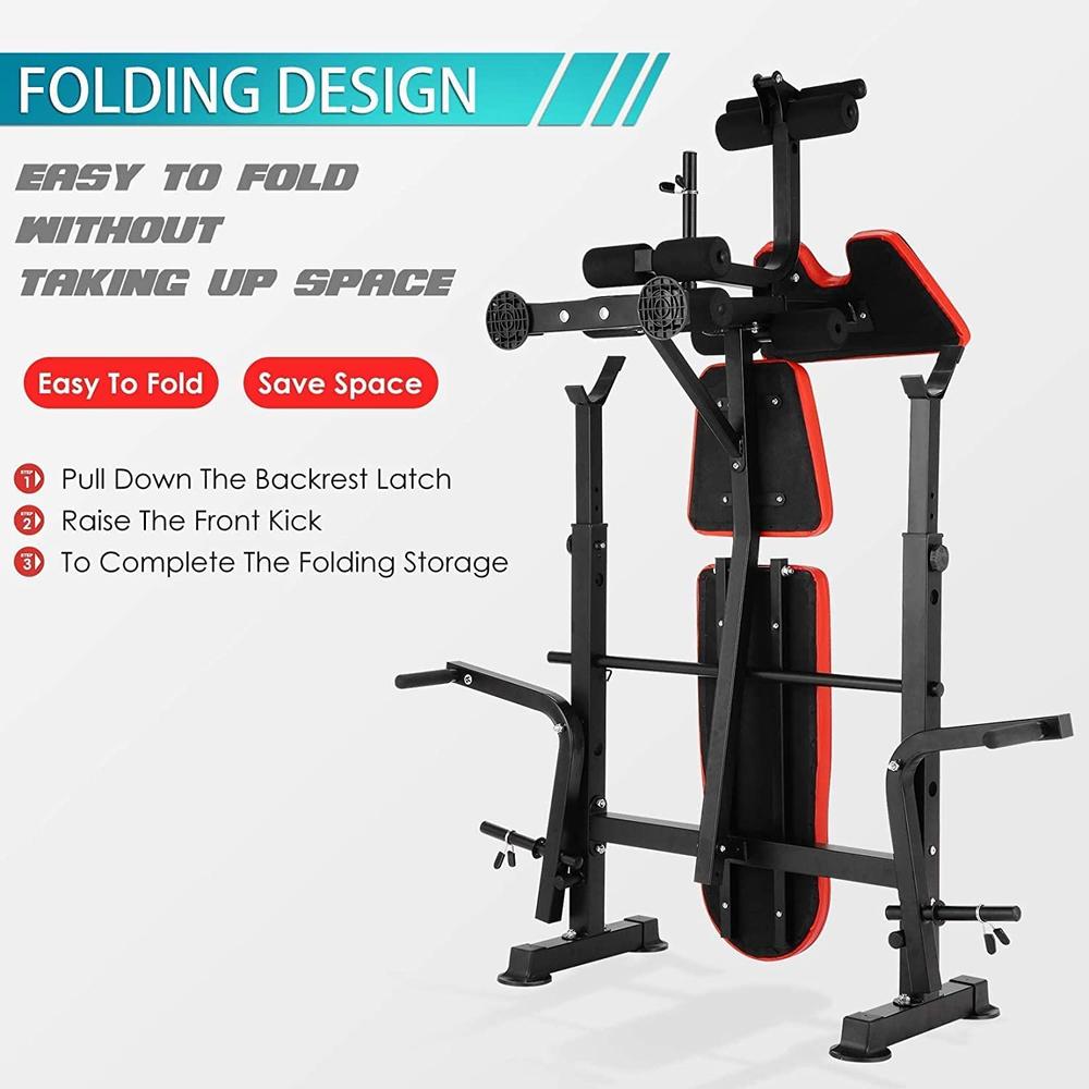 oppsdecor 330lbs 5 in 1 Adjustable Olympic Weight Bench Set with Leg ...