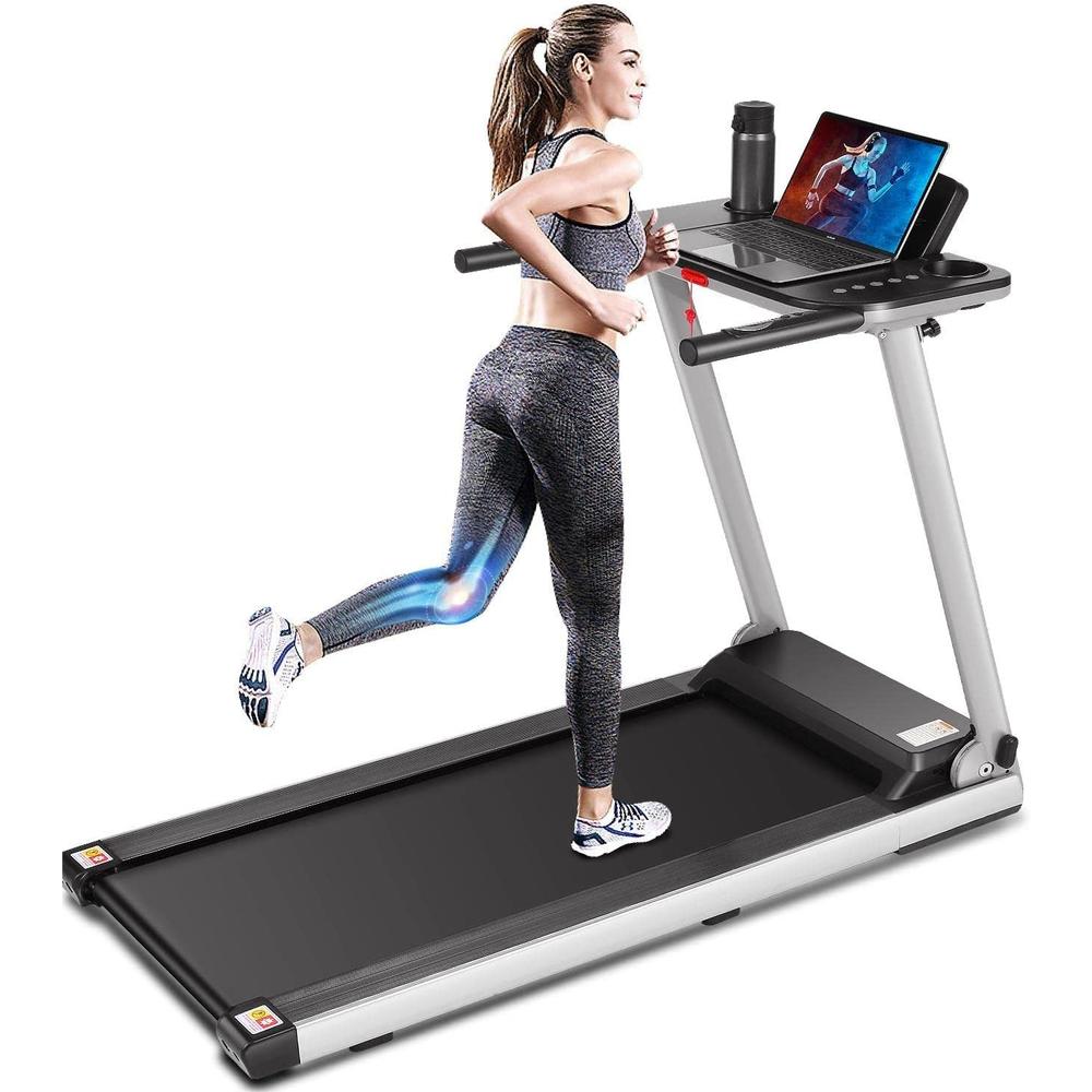 funmily Folding Treadmill with Desk, 2.25 HP Treadmill for Home ...