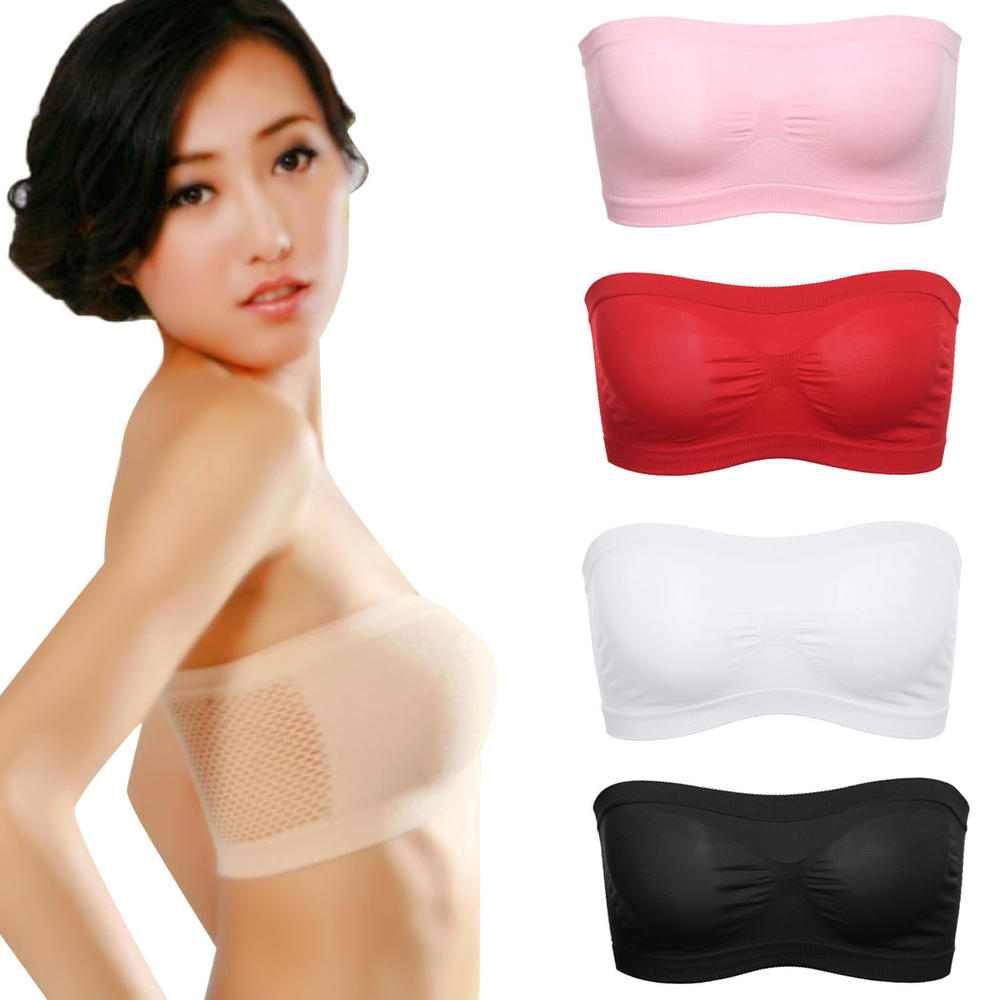 Dreamer [Special Offer]!!! Women Basic Stretch Layer Strapless Hollow Seamless Solid Cropped ...