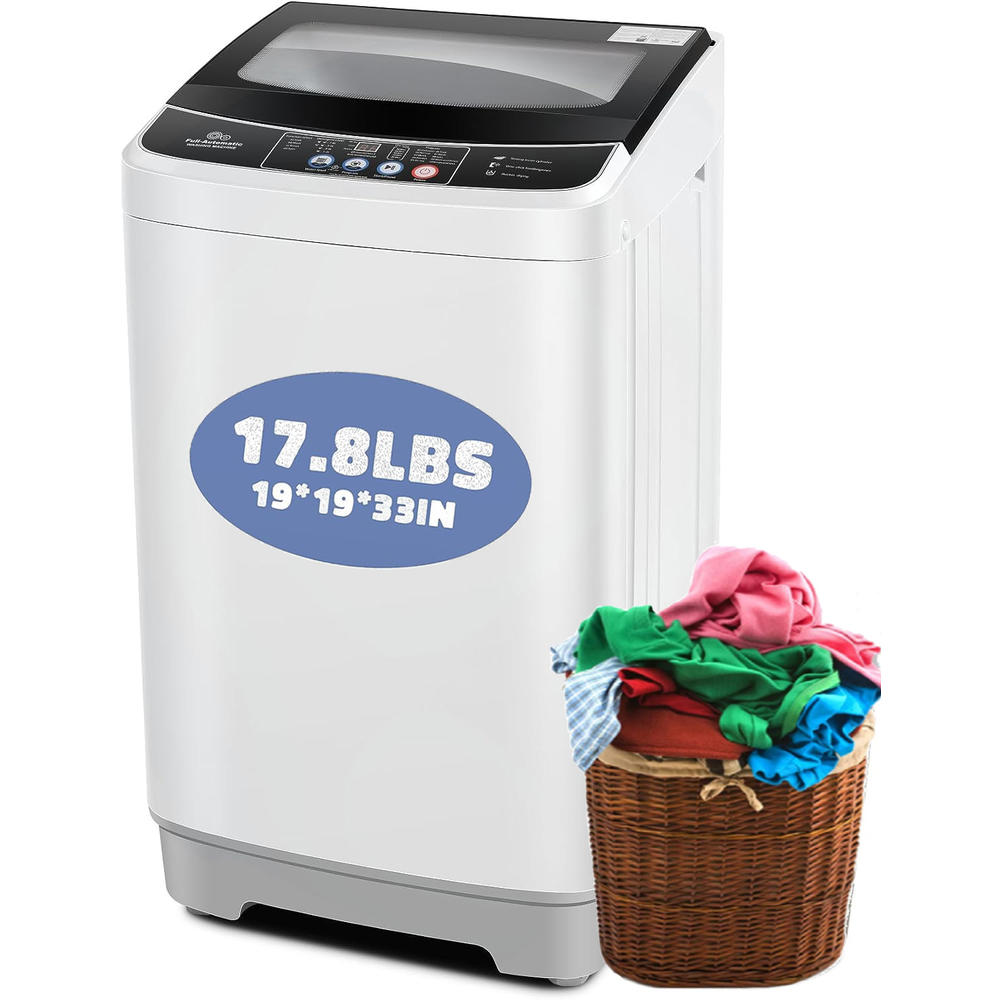 Nictemaw 17.8Lbs Full-Automatic Silent Washer with Drain Pump, Washer ...
