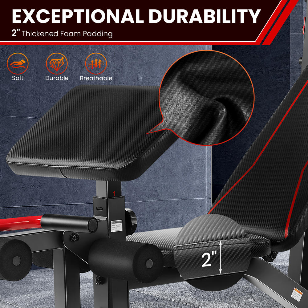 oppsdecor Adjustable Weight Bench 900LBS Olympic Weight Bench Set w/Squat Rack, Preacher Curl ...