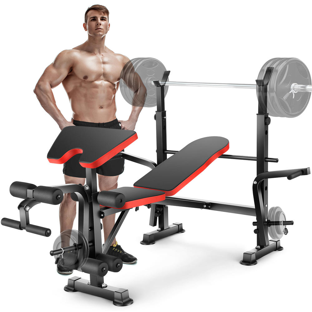 Generic 900 LBS Adjustable Weight Bench Set w/Squat Rack w/Leg ...