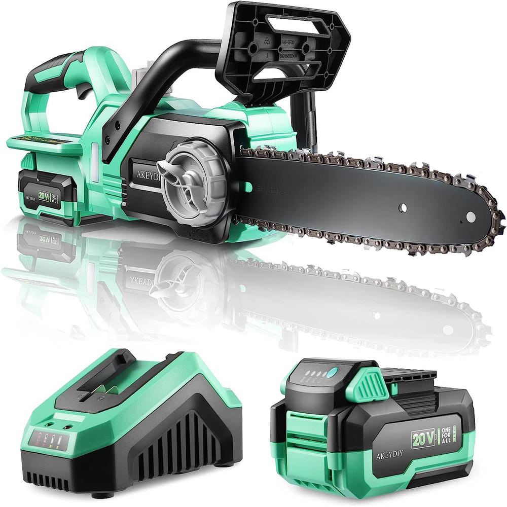 AKEYDIY 20V Battery Powered Electric Cordless Chainsaw,10'' Battery ...