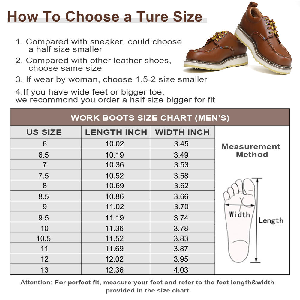 Hardgo Men’s 4 Inch Soft Toe Leather Oxford Work Shoes Work Boots ...