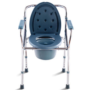 Gymax Adjustable Folding Bedside Commode Seat Toilet Chair with Bucket ...