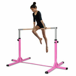 Gymax Adjustable Steel Horizontal Training Bar Practice Gymnastics ...