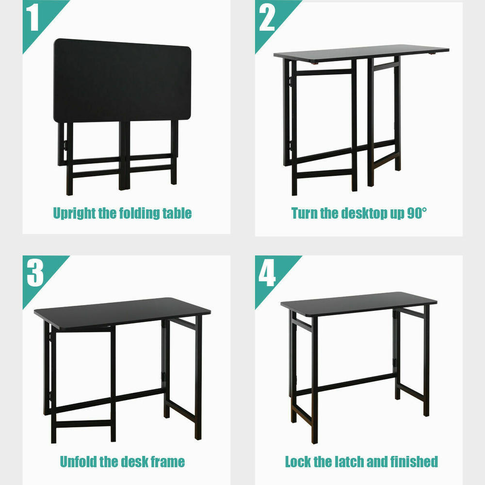 Gymax Folding Table Small Foldable Computer Desk Home Office Laptop ...
