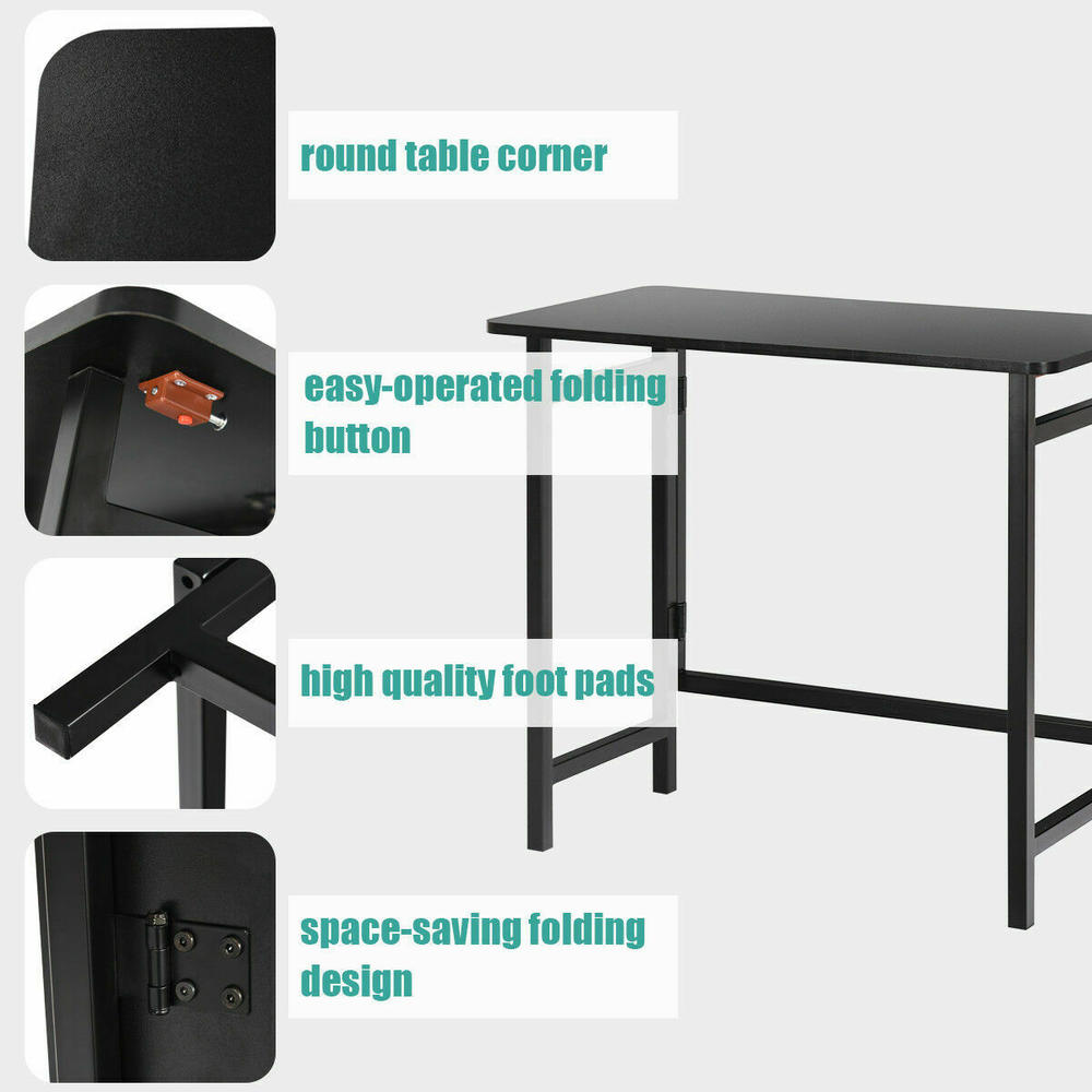 Gymax Folding Table Small Foldable Computer Desk Home Office Laptop ...