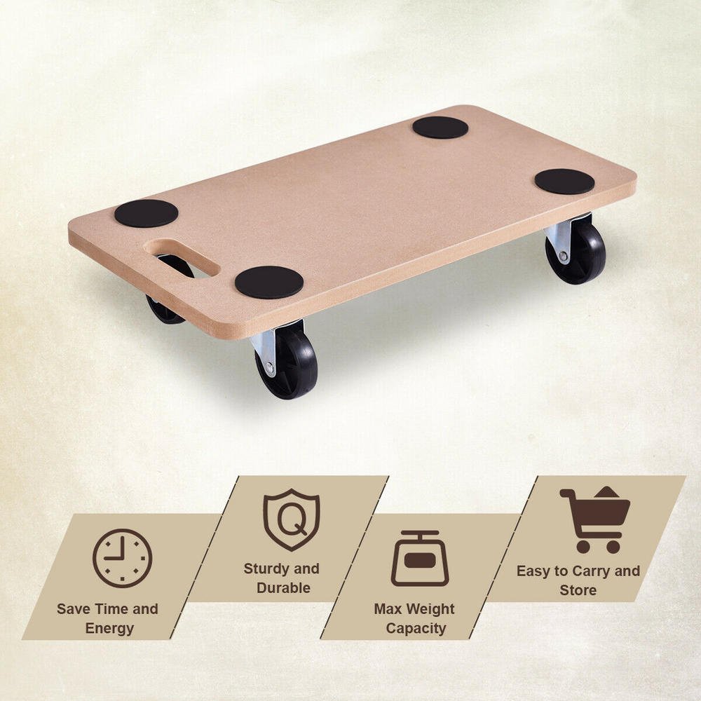 Gymax 440lbs Platform Dolly Rectangle Wood Utility Cart Wheeled Moving Transporter New