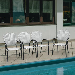 Gymax GYM08031 Set of 4 Patio Rattan Dining Chairs Stackable Armrest No Assembly