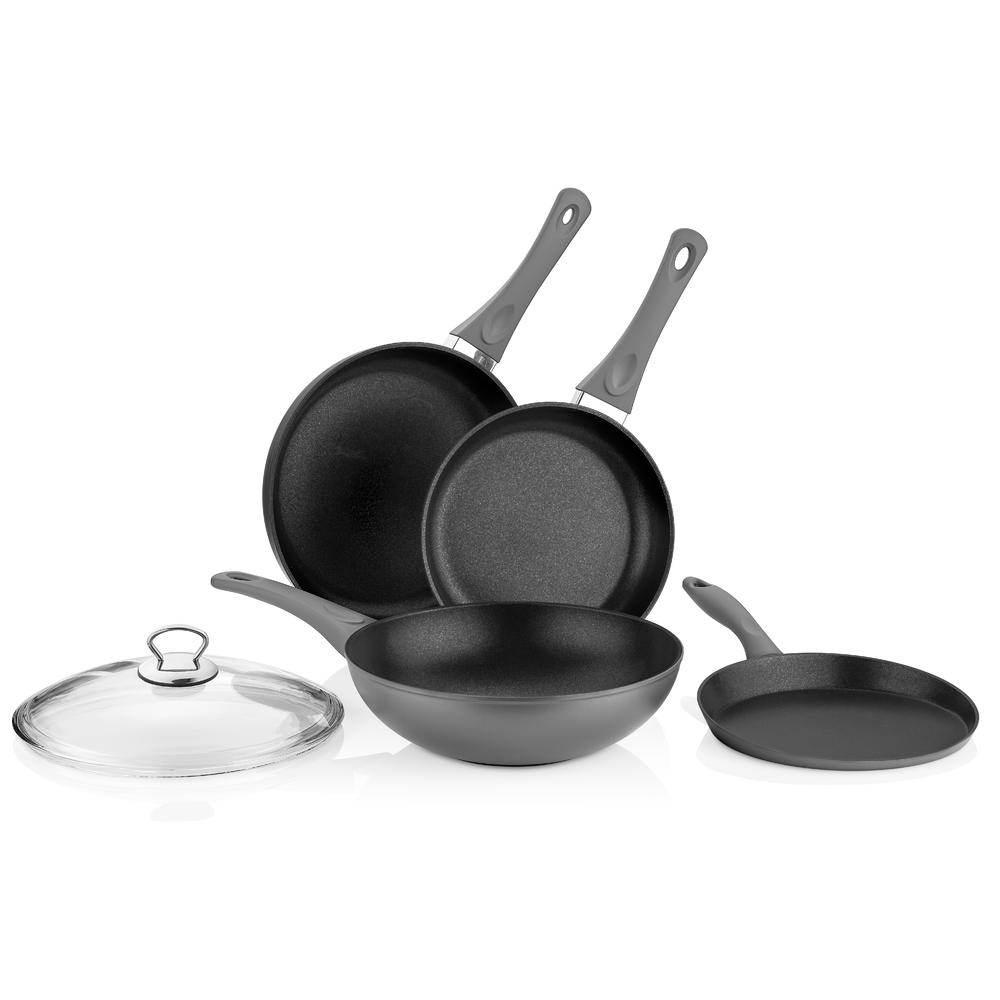 Saflon Titanium Nonstick 5-Piece Pan Set 4mm Forged Aluminum with PFOA ...