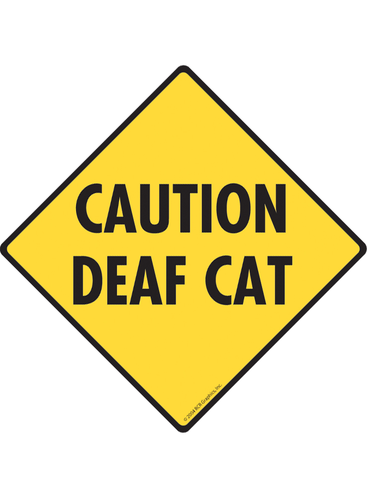Signs with An Attitude 66-15-005 Caution! Deaf Cat Aluminum Cat Sign ...
