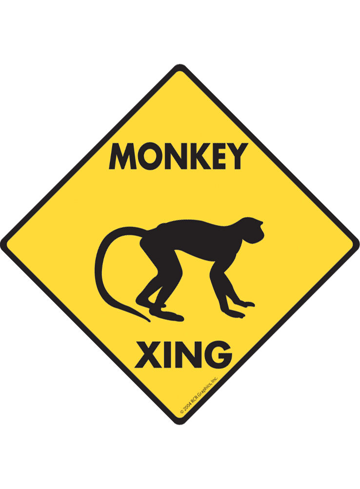 Signs with An Attitude Warning! Monkey Xing Aluminum Animal Sign - 12 ...