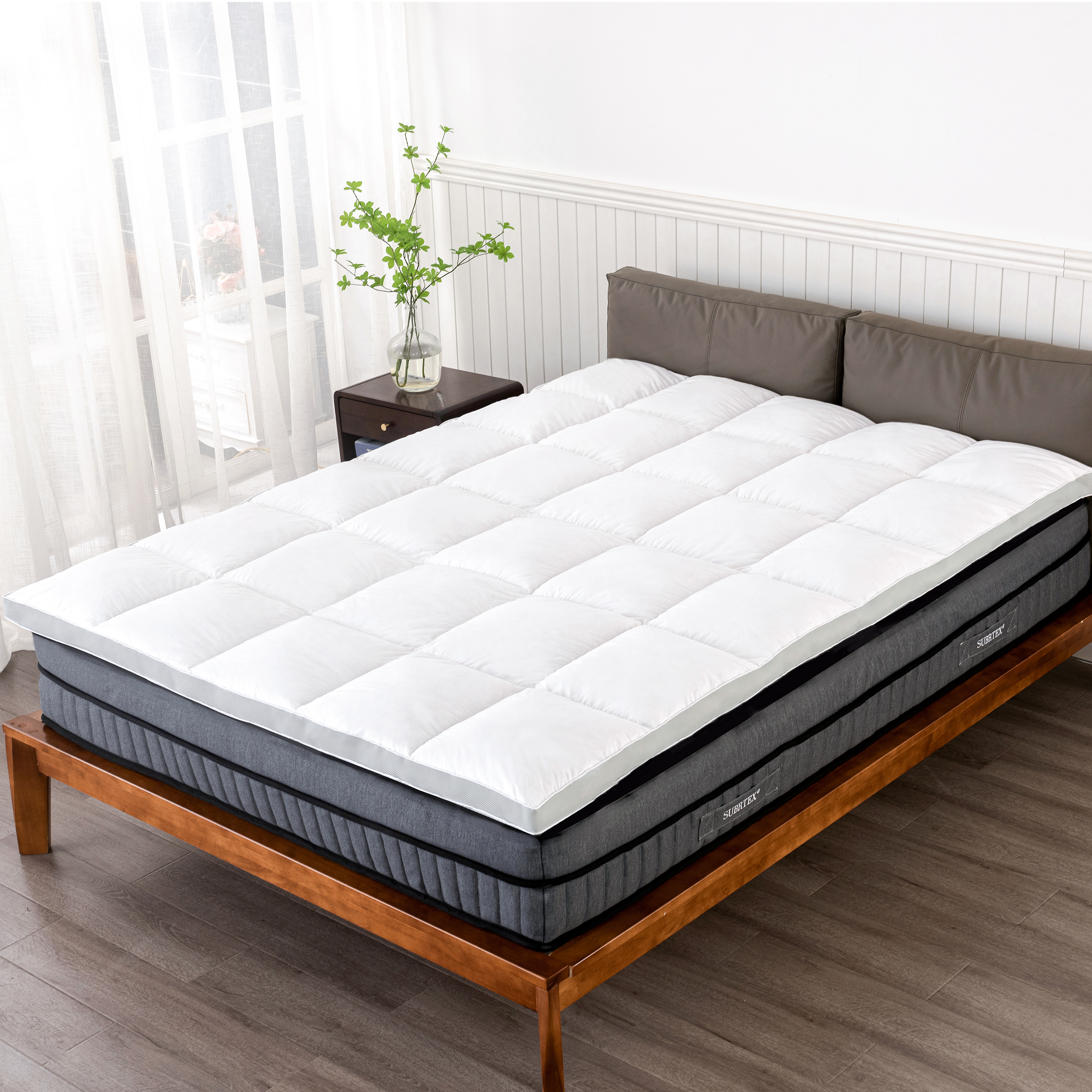 Subrtex Fluffy Down Mattress Topper Feather Bed Soft Mattress Pad