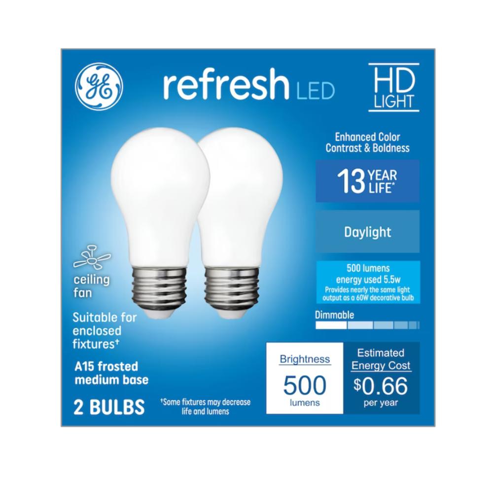 GE Refresh 60-Watt EQ A15 Daylight Medium Base (E-26) Dimmable LED ...