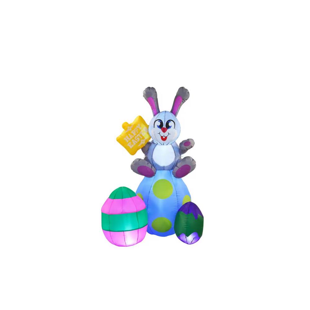 Gemmy 6 ft. Tall Multi-Colored Nylon Indoor Outdoor Easter Bunny on ...