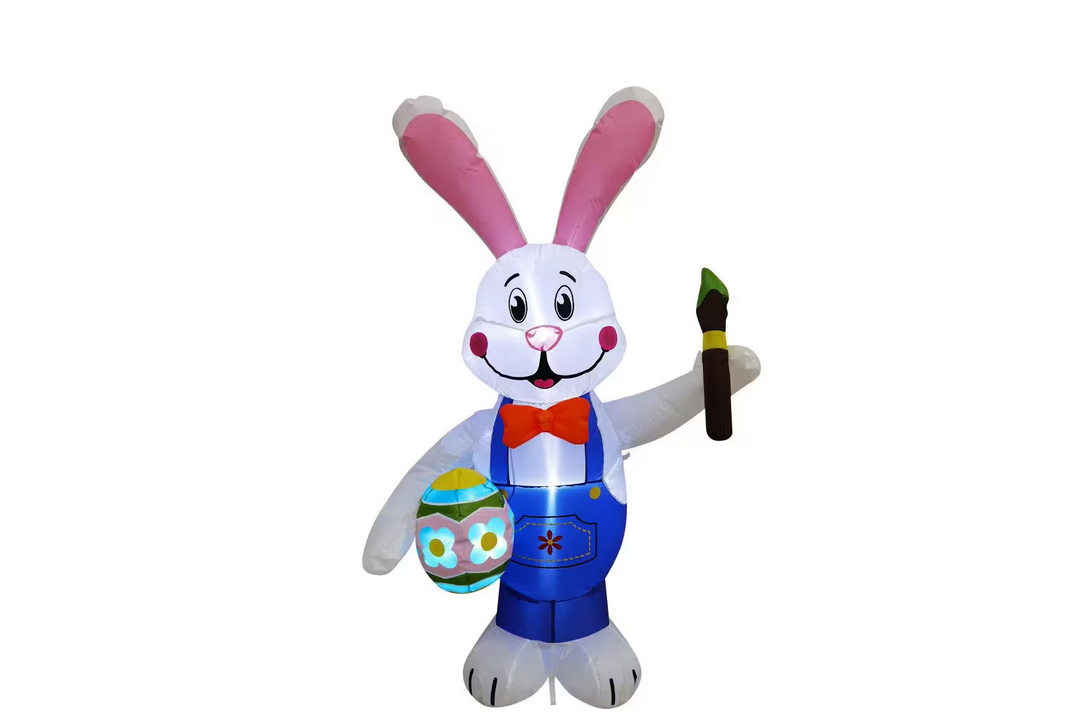 Gemmy 4 ft. Bunny Rabbit Painting an Easter Egg Inflatable with Lights ...