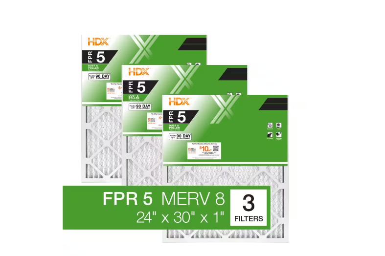 Home Depot 24 in. x 30 in. x 1 in. Standard Pleated Furnace Air Filter ...