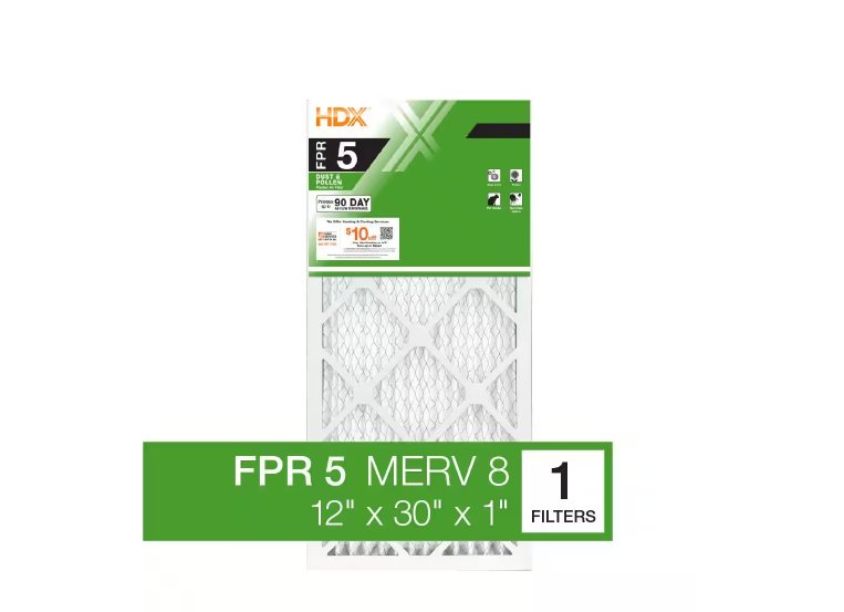 Home Depot 12 in. x 30 in. x 1 in. Standard Pleated Air Filter FPR 5 ...