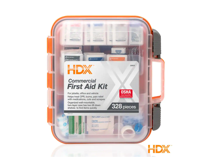 Home Depot 328-Piece Commercial Clear Front Plastic OSHA First Aid Kit ...