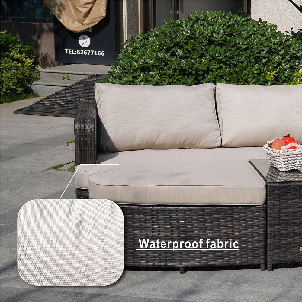 Moda Furnishings 4-Piece Patio Wicker Daybed Set With Side Table