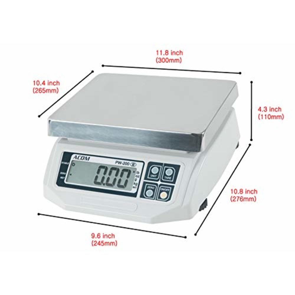 ACOM PW-200 Digital Portion Control Scale, Lb/Oz/Kg/g Switchable, 30lb ...