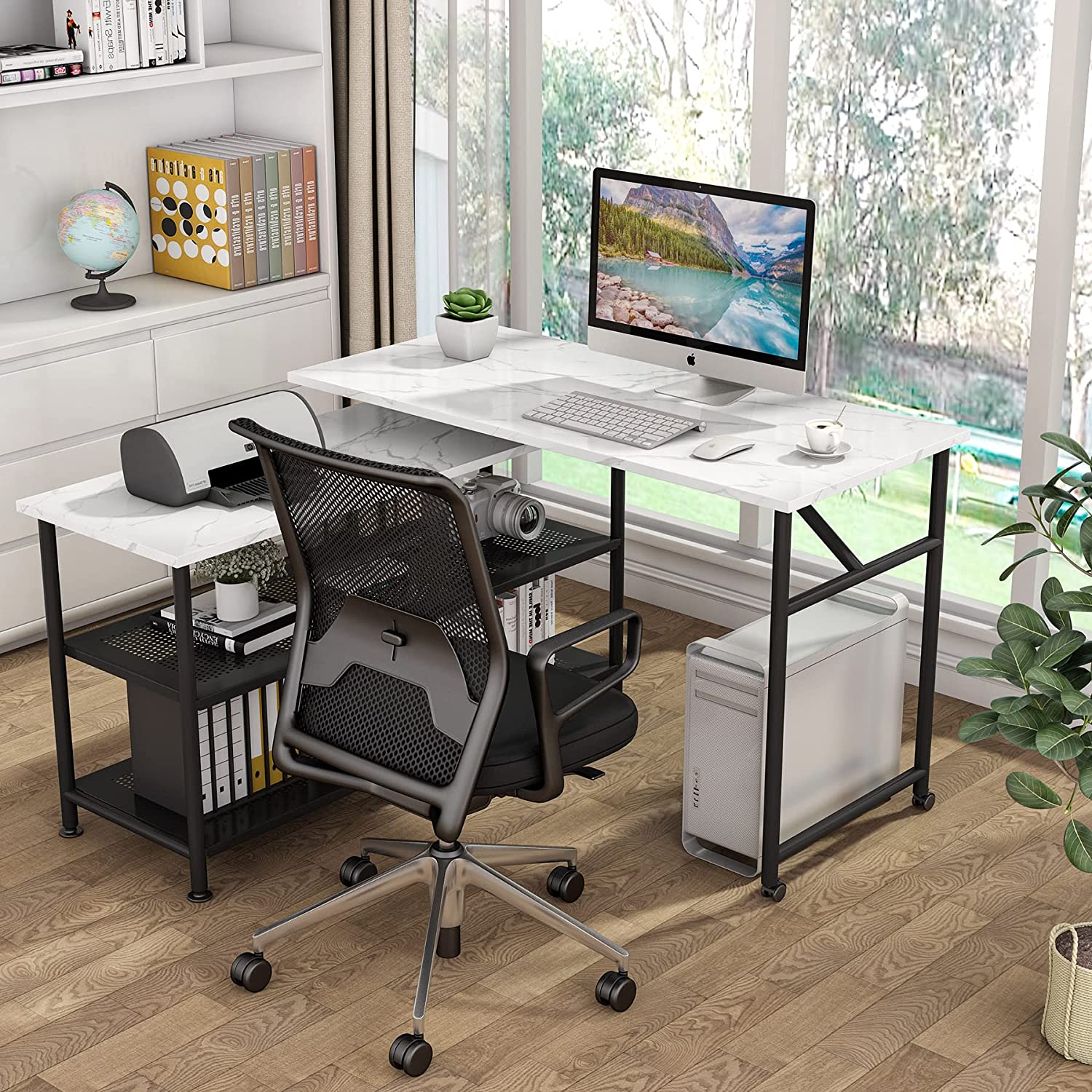 TribeSigns Tribesigns Modern L-Shaped Desk with Storage Shelves