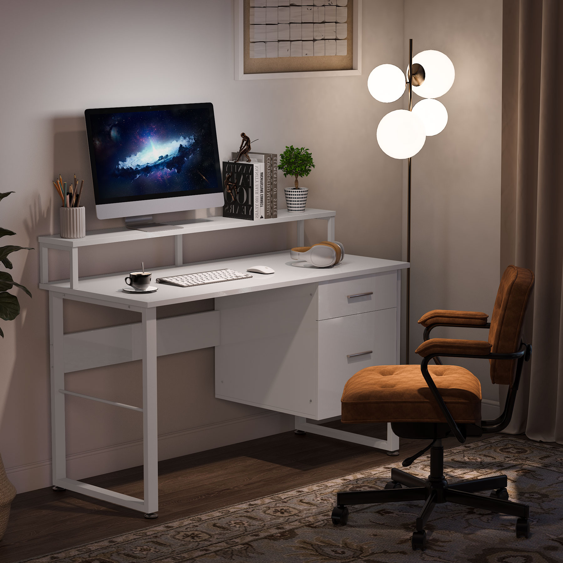 TribeSigns Tribesigns 47 Inches Computer Desk with Hutch