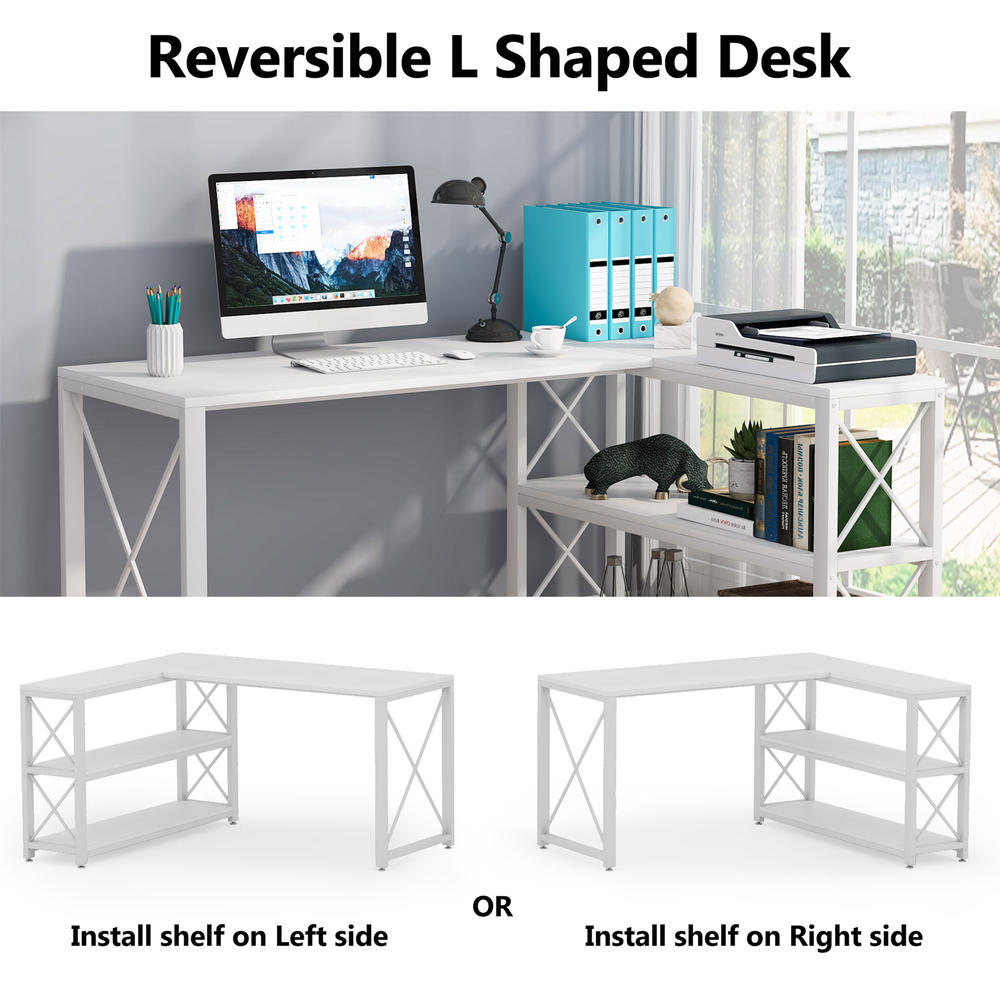TribeSigns Tribesigns Reversible Industrial L-Shaped Desk with Storage ...