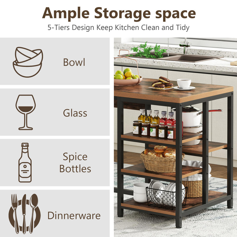 Tribesigns Kitchen Island with Storage Shelves, Industrial Small Dining ...