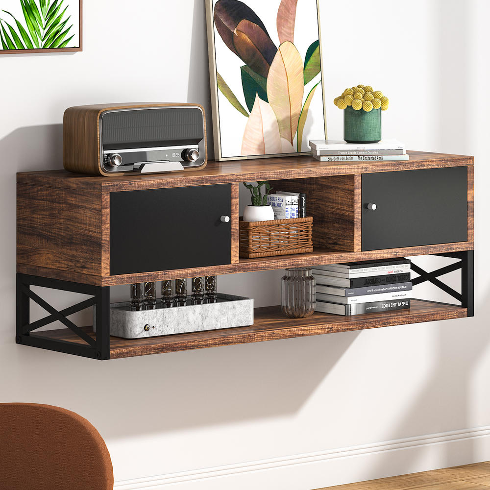 Tribesigns Floating TV Stand, Wall Mounted Media Console with Doors