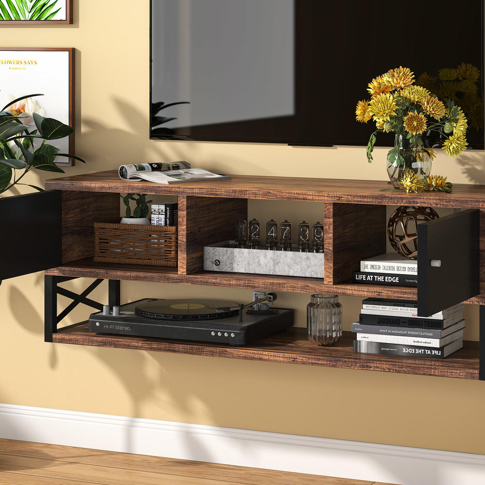 Tribesigns Floating TV Stand, Wall Mounted Media Console with Doors