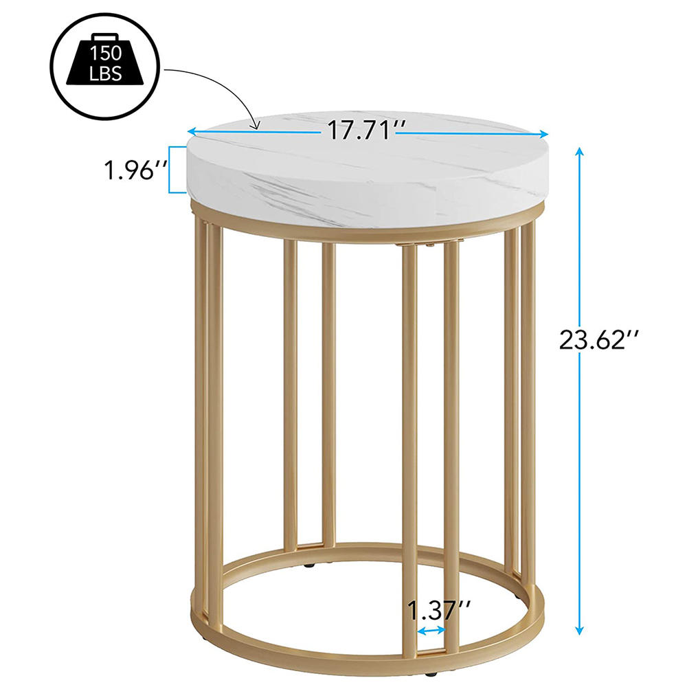 Tribesigns Modern Side Stand Small Accent Desk Circular Nightstand Faux ...