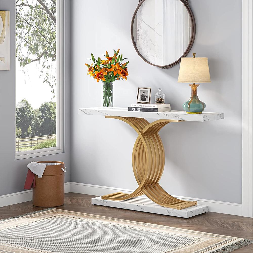 Tribesigns Gold Entryway Table, Modern 40-Inch Console Table Accent ...