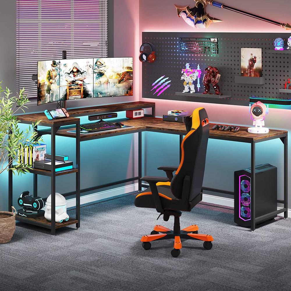 Tribesigns L Shaped Desk with Hutch, Farmhouse Corner Computer Desk ...